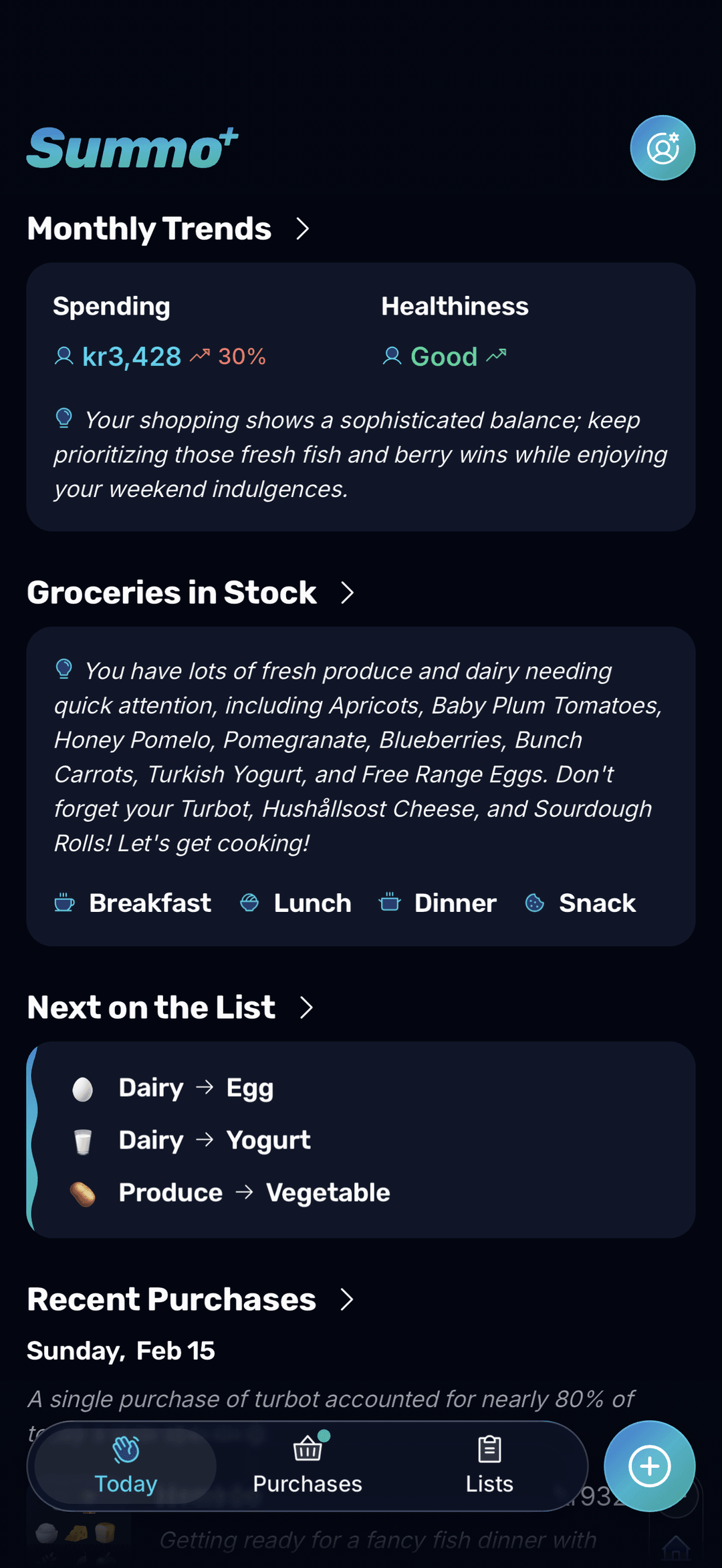 Summo - Receipt Scanner, Pantry Inventory & Nutrition Tracker | Summo